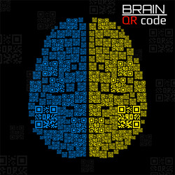 Qr code brain silhouette human brain with Vector Image