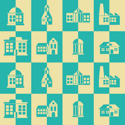 Seamless pattern with small town Royalty Free Vector Image