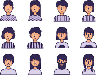 Group people avatars characters fill style Vector Image