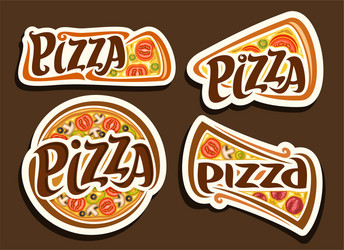 Word pizza made from pizza slices design element Vector Image