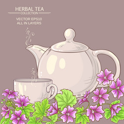 Malva Flower Seamless Pattern Royalty Free Vector Image