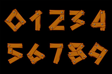 Wooden number 1 cartoon plank in one digit Vector Image