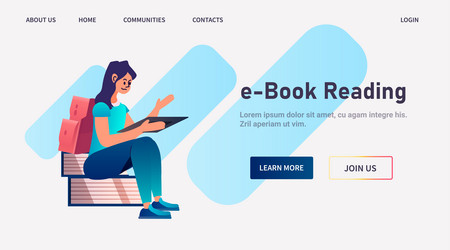 Student reading book on digital screen online Vector Image