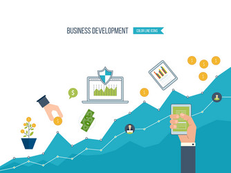 Business development and growth charts diagram Vector Image