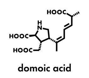 Domoic acid algae poison molecule responsible Vector Image