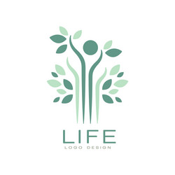 Abstract life logo design with green leaves Vector Image