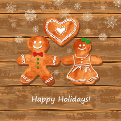 Christmas greeting card with gingerbread cookies Vector Image