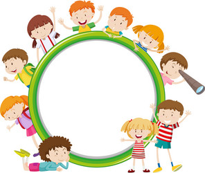 Frame template with happy kid and blackboard Vector Image