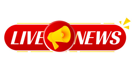 Live news text with 3d realistic megaphone Vector Image