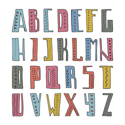 Colorful sketchy hand drawn alphabet Royalty Free Vector