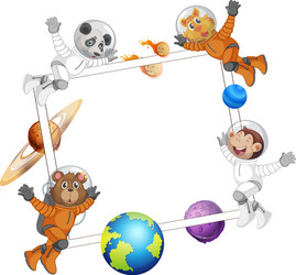 Border template with planets in space background Vector Image