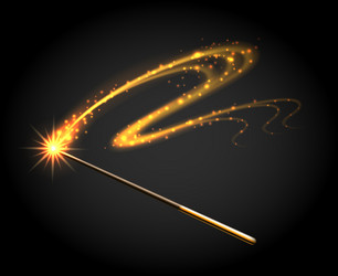 Magic wand with gold glowing sparkle trail shiny Vector Image
