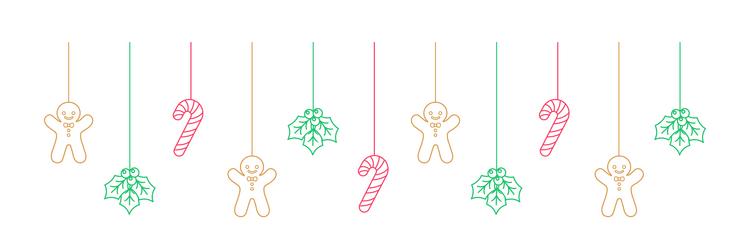 Merry christmas border banner outline doodle Vector Image