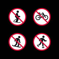 Prohibited signs forbidden round stickers set Vector Image