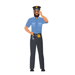 Excited policeman with walkie talkie Royalty Free Vector