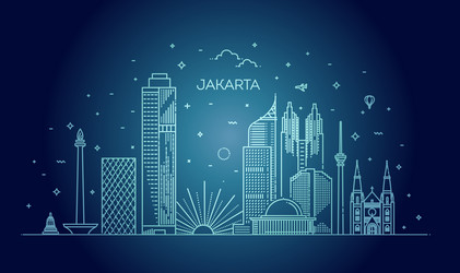 Jakarta cityscape with landmarks indonesia Vector Image