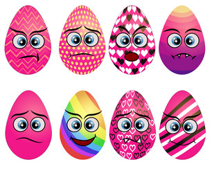 Set of cute smiley easter eggs emoji egg Vector Image