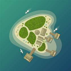 Island or isle with beach and mountain top view Vector Image