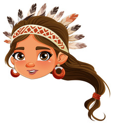 Cute female native american cartoon character Vector Image