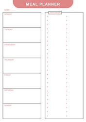 Simple meal menu planner with row and column grid Vector Image