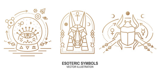 Esoteric symbols outline Royalty Free Vector Image