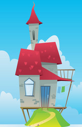 Castle with pennants design Royalty Free Vector Image