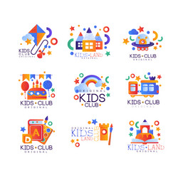 Kids club logo original colorful creative label Vector Image