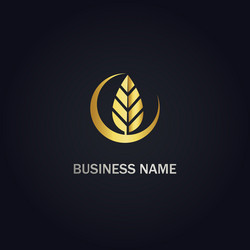 Leaf organic abstract gold logo Royalty Free Vector Image