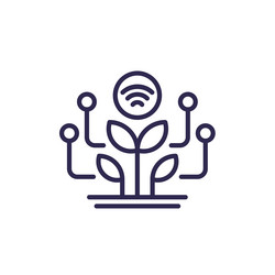 Smart farming and agriculture technology line icon