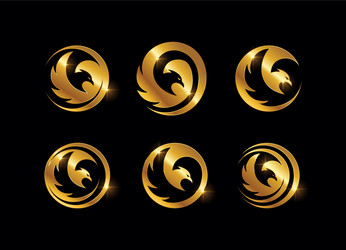 Golden eagle head logo sign Royalty Free Vector Image