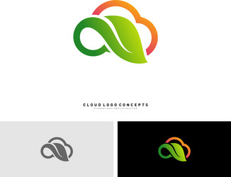 Nature cloud logo design concept with leaf Vector Image