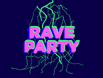 Rave party text banner psychedelic striped Vector Image