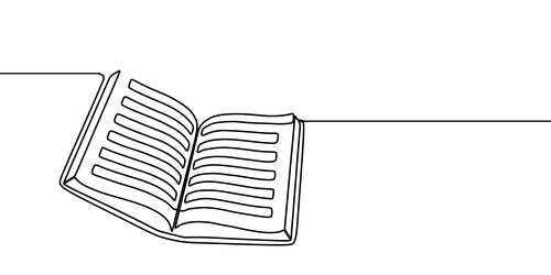 Book one line drawing banner open Royalty Free Vector Image