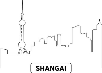 Continuous line skyline of shanghai Royalty Free Vector