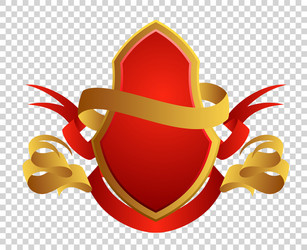 Blank red and gold shield ribbon Royalty Free Vector Image