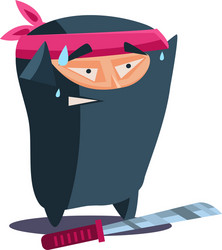 Cute emotional ninja scared and yelling Royalty Free Vector