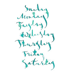 Week calligraphy Royalty Free Vector Image - VectorStock