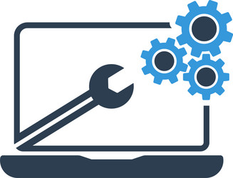 Computer repair - digital logo symbol Royalty Free Vector