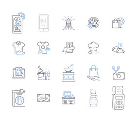 Grocery mall outline icons collection grocer Vector Image