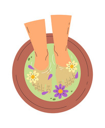 Foot spa procedure with salt Royalty Free Vector Image