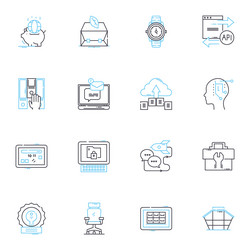 Digital banking linear icons set mobile banking Vector Image