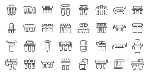 Reverse osmosis system icons set simple Royalty Free Vector