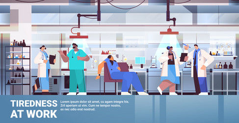 Tired overworked doctors flat isolated Royalty Free Vector