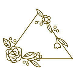 Squashed hexagon floral frame stroke Royalty Free Vector