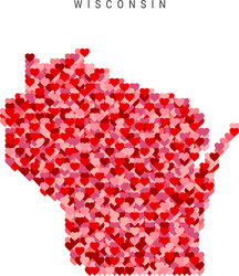 Wisconsin us state map red outline border Vector Image