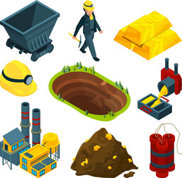 Cartoon mining elements mine cave entrance Vector Image