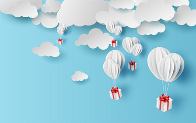 Paper cut and craft background with clouds Vector Image