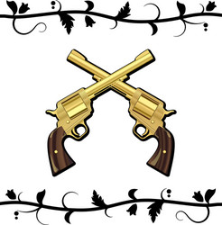 Crossed guns isolated on white Royalty Free Vector Image