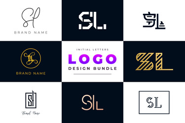 Initial letters sl monogram logo design bundle Vector Image