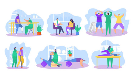 Physiotherapy Rehabilitation Set Royalty Free Vector Image